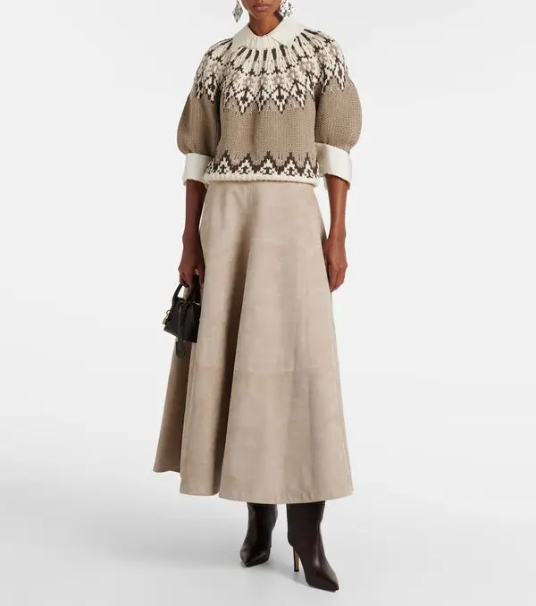 Altuzarra Varda Maxi Suede Skirt - Beige