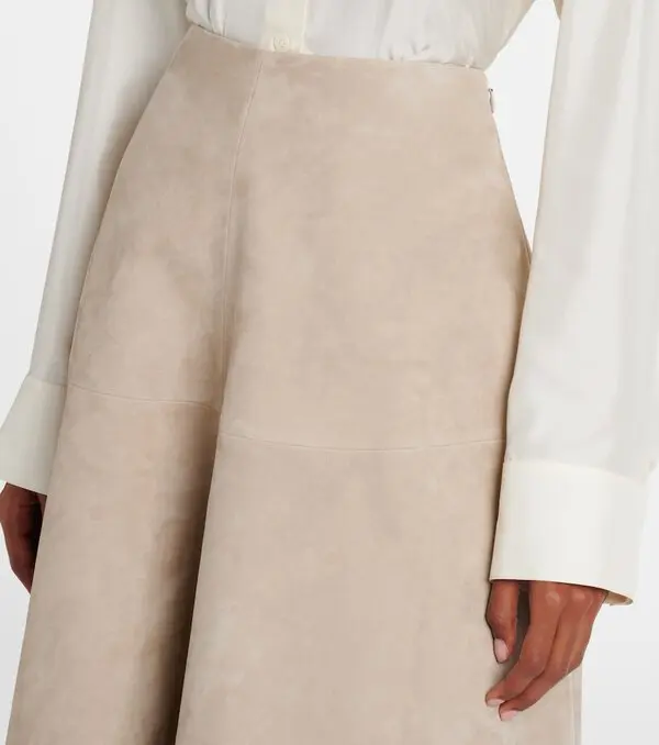 Altuzarra Varda Maxi Suede Skirt - Beige