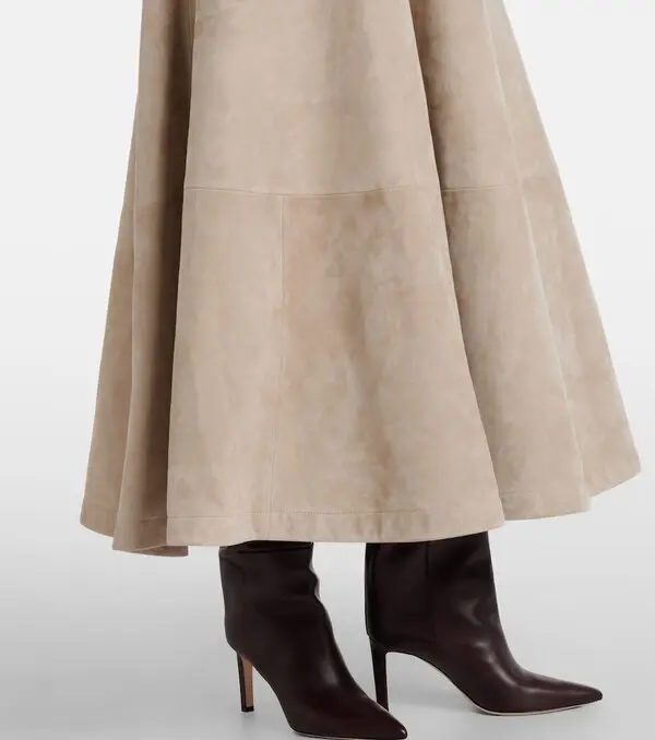 Altuzarra Varda Maxi Suede Skirt - Beige