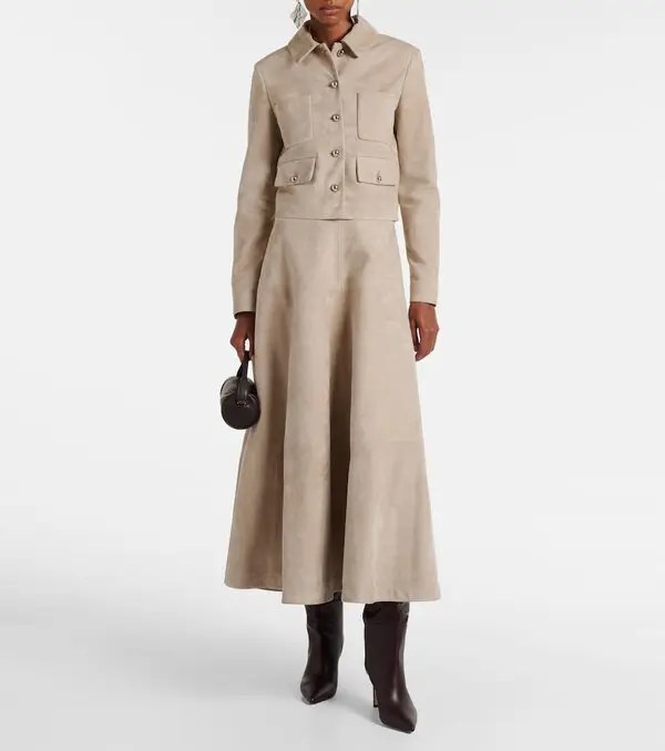 Altuzarra Varda Maxi Suede Skirt - Beige