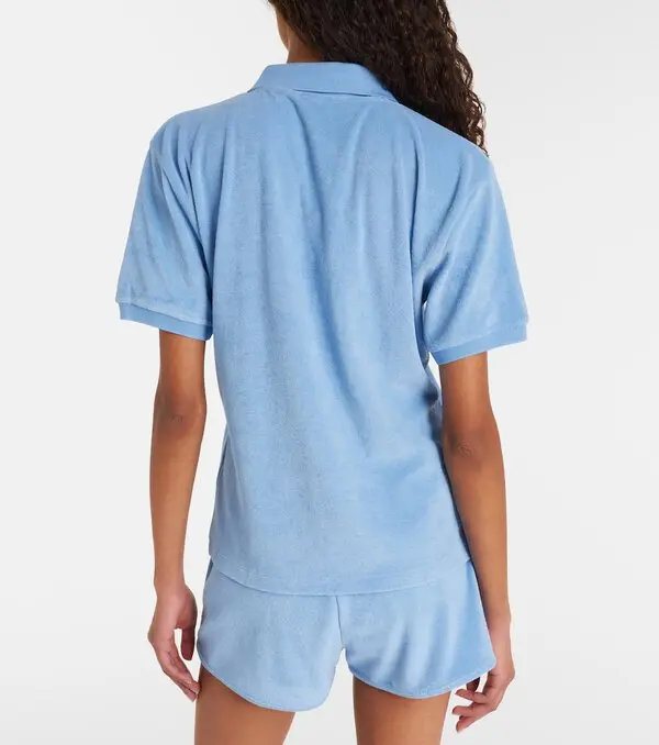 Hunza G Logo Cotton Terry Polo Shirt - Blue