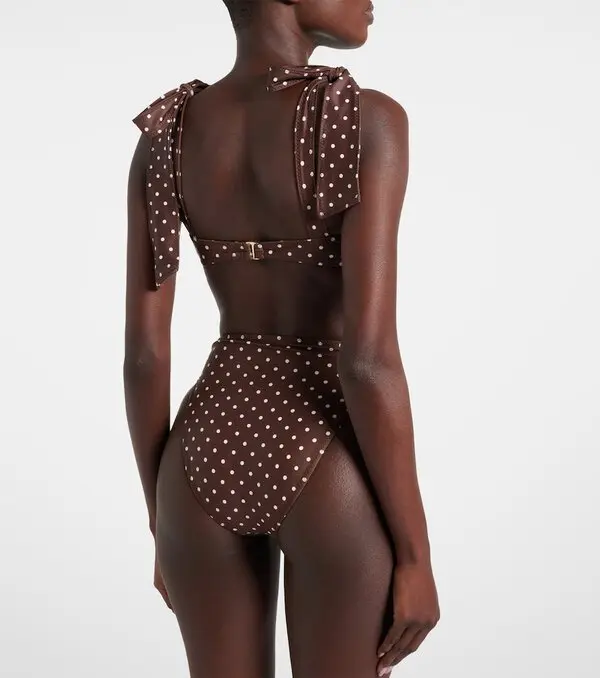 SAME Polka-dot High-rise Bikini Bottoms - Brown