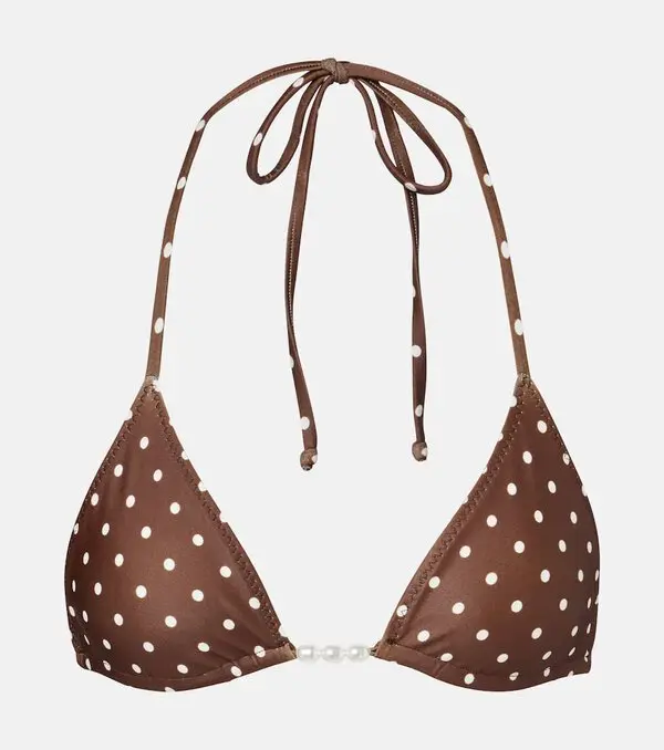SAME Beaded Polka-dot Bikini Top - Brown