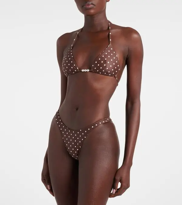 SAME Beaded Polka-dot Bikini Top