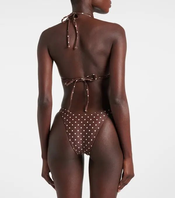 SAME Beaded Polka-dot Bikini Top - Brown