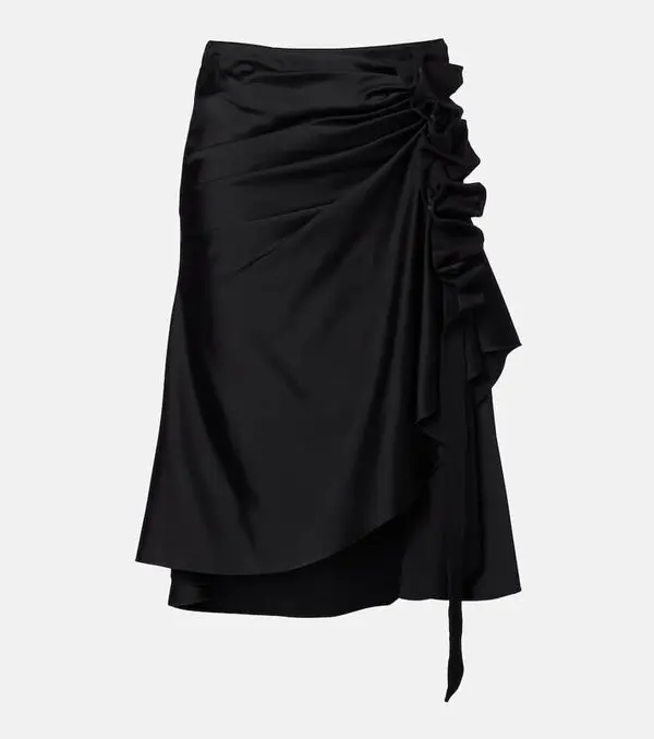 Alexander McQueen Gathered Asymmetric Midi Skirt