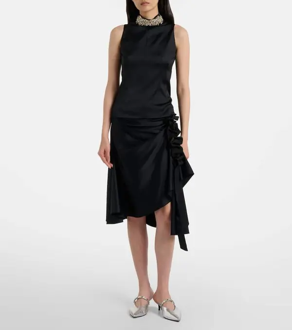 Alexander McQueen Gathered Asymmetric Midi Skirt
