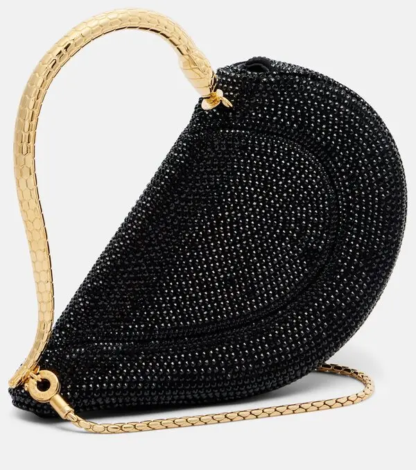 BVLGARI Serpenti Cuore 1968 Embellished Suede Top-handle Bag - Black