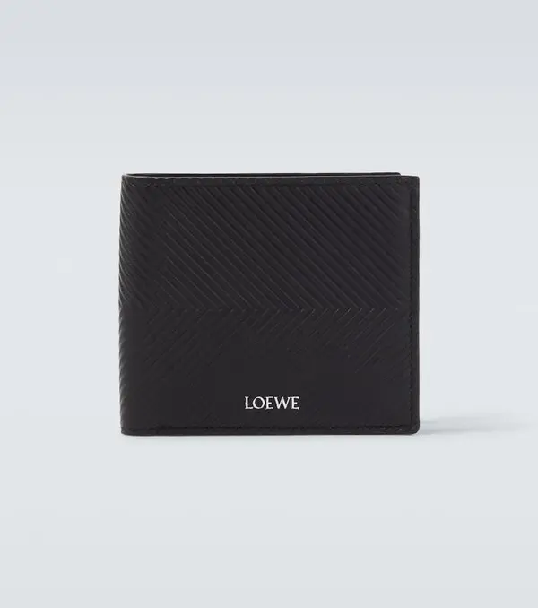Loewe Logo Leather Bifold Wallet - Black
