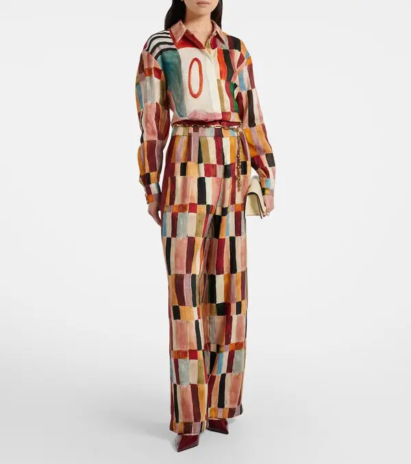 ALEMAIS Alémais X Lrnce Marjorelle Printed Linen And Silk Palazzo Pants - Multicoloured