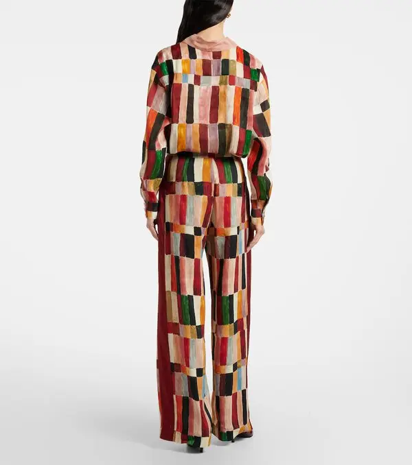 ALEMAIS Alémais X Lrnce Marjorelle Printed Linen And Silk Palazzo Pants - Multicoloured