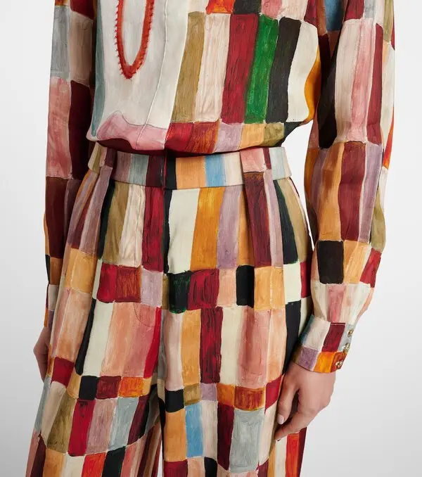 ALEMAIS Alémais X Lrnce Marjorelle Printed Linen And Silk Palazzo Pants - Multicoloured
