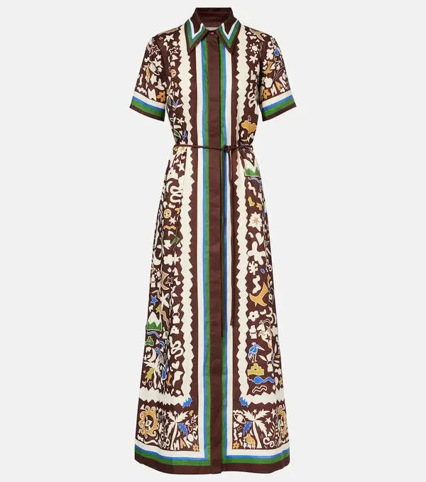 ALEMAIS Alémais Maroc Printed Linen Shirt Dress - Multicoloured