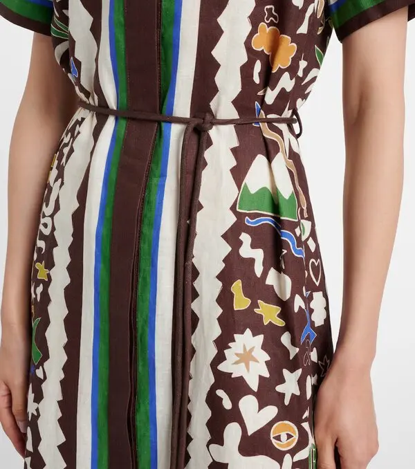 ALEMAIS Alémais Maroc Printed Linen Shirt Dress - Multicoloured