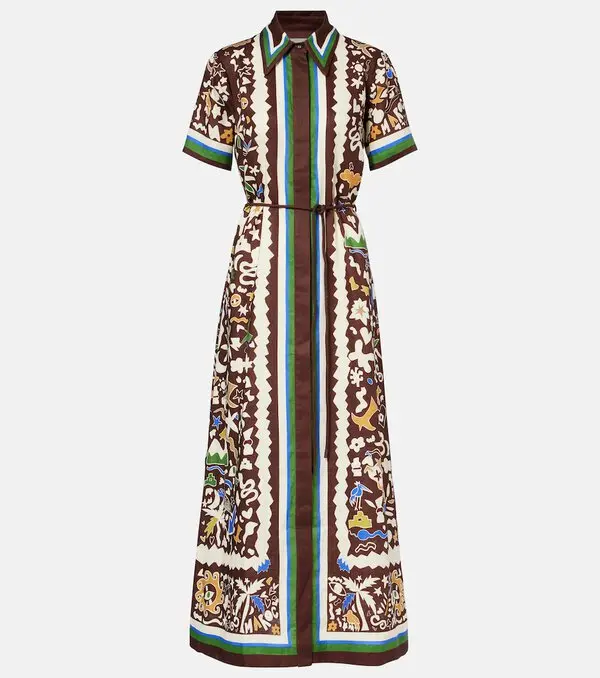 ALEMAIS Alémais Maroc Printed Linen Shirt Dress - Multicoloured