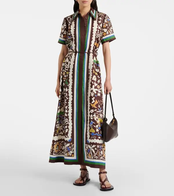 ALEMAIS Alémais Maroc Printed Linen Shirt Dress - Multicoloured
