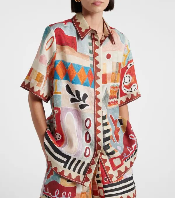 ALEMAIS X Lrnce Michelle Printed Linen Shirt - Multicoloured