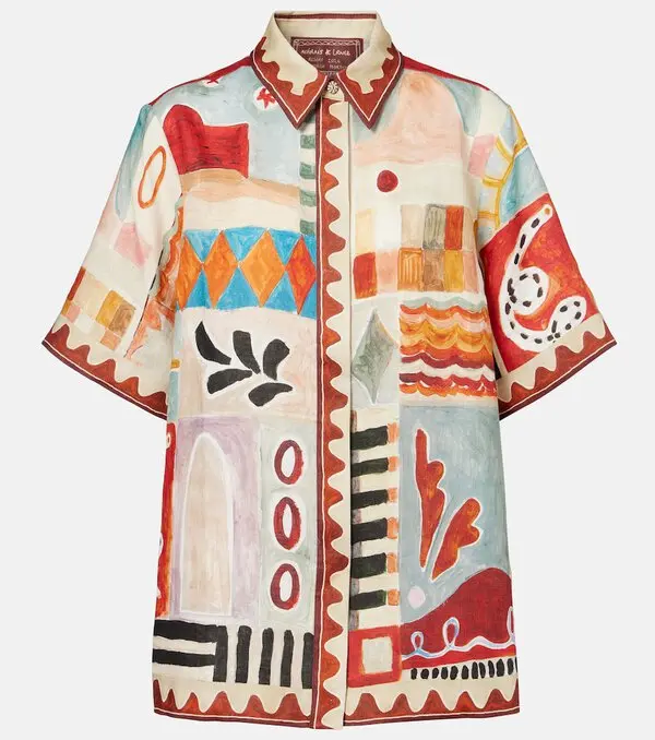 ALEMAIS Alémais X Lrnce Michelle Printed Linen Shirt - Multicoloured