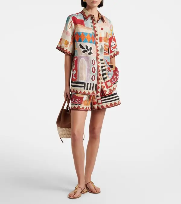 ALEMAIS Alémais X Lrnce Michelle Printed Linen Shirt - Multicoloured