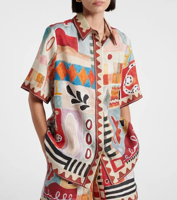 ALEMAIS Alémais X Lrnce Michelle Printed Linen Shirt - Multicoloured