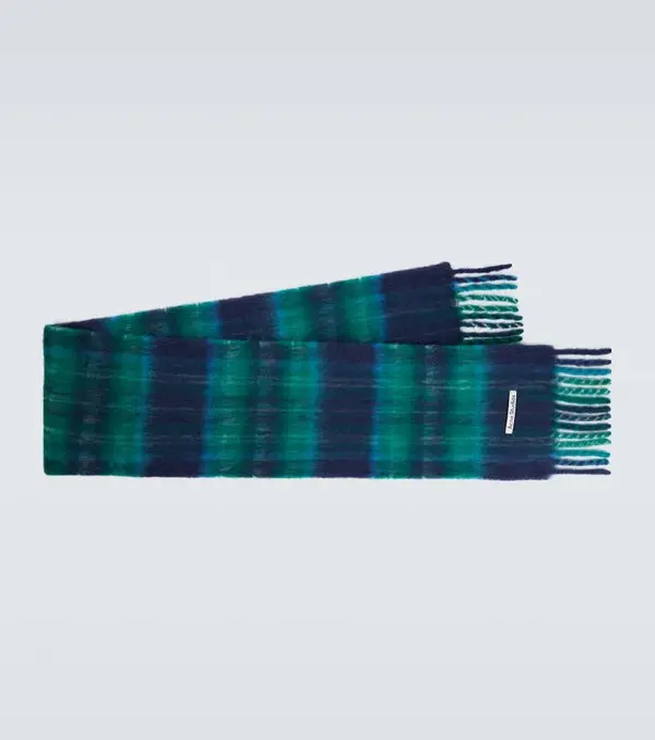 Acne Studios Fringed Plaid Mohair-blend Scarf - Blue