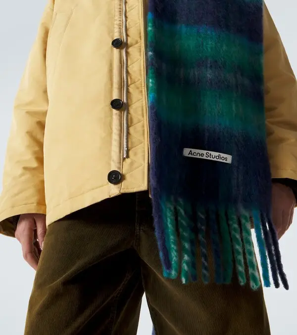 Acne Studios Fringed Plaid Mohair-blend Scarf