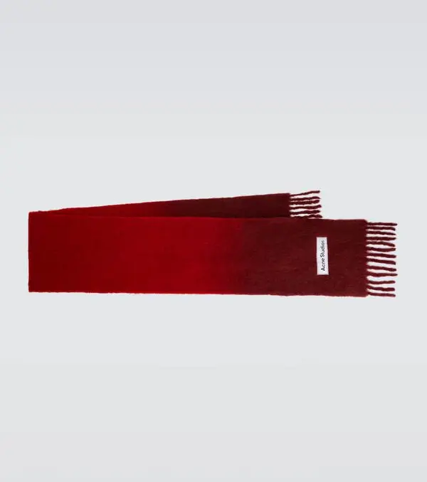 Acne Studios Logo Fringed Ombré Scarf - Red