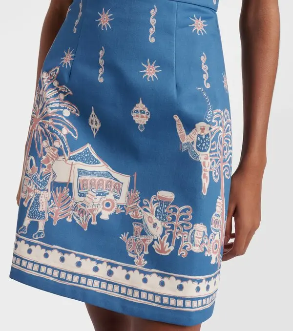 ALEMAIS Acacia Printed Halterneck Cotton Minidress - Blue