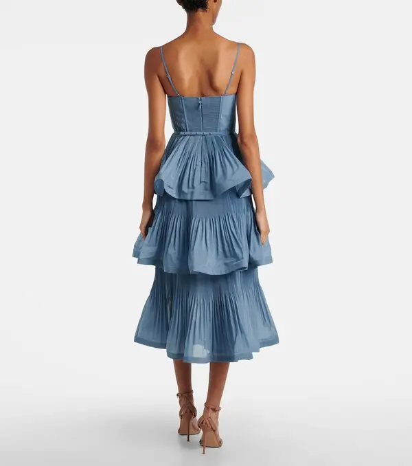 Zimmermann Ruched Tiered Bustier Dress - Blue