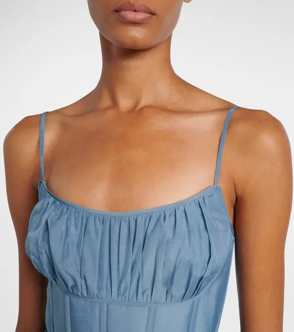 Zimmermann Ruched Tiered Bustier Dress - Blue
