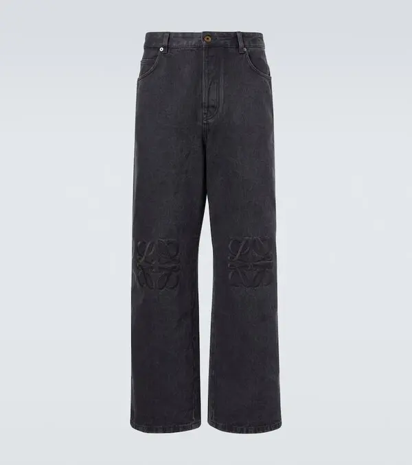 Loewe Anagram Wide-leg Jeans - Black