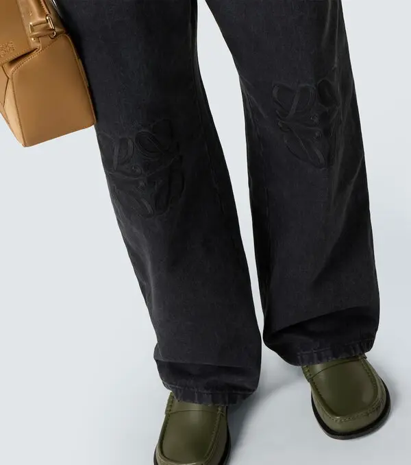 Loewe Anagram Wide-leg Jeans - Black