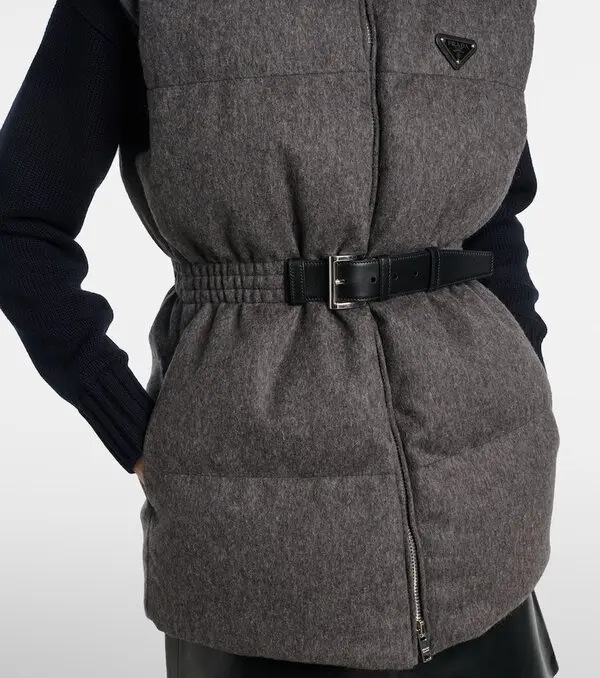 Prada Belted Virgin Wool Down Vest