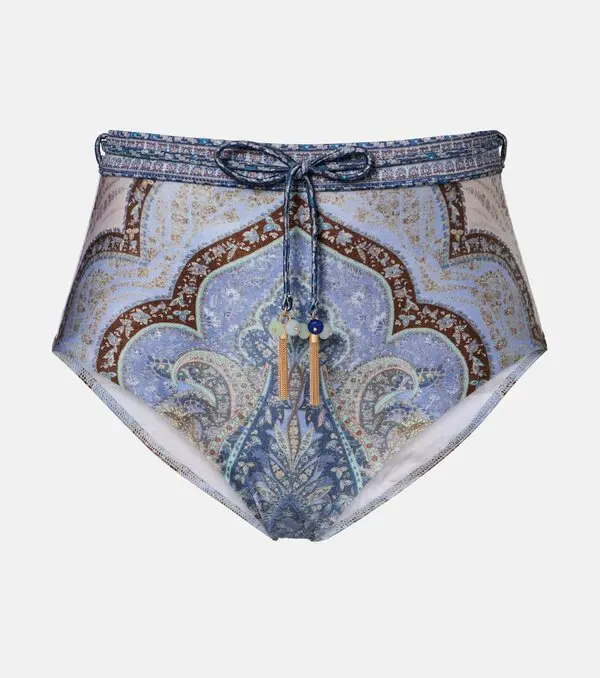 Zimmermann Wanderlust High-rise Bikini Bottoms - Blue