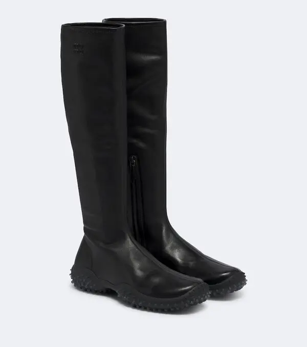 Miu Miu Leather Knee-high Boots - Black