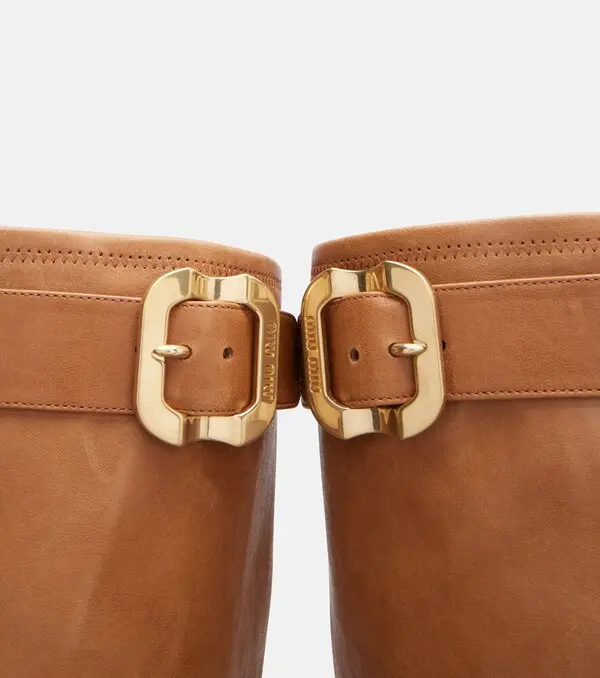 Miu Miu Leather Knee-high Boots - Brown