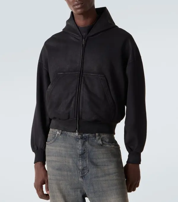 Balenciaga Cotton Jersey Zip-up Hoodie
