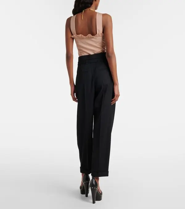 Chloé Belted Virgin Wool Tapered Pants