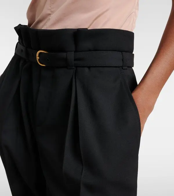 Chloé Belted Virgin Wool Tapered Pants