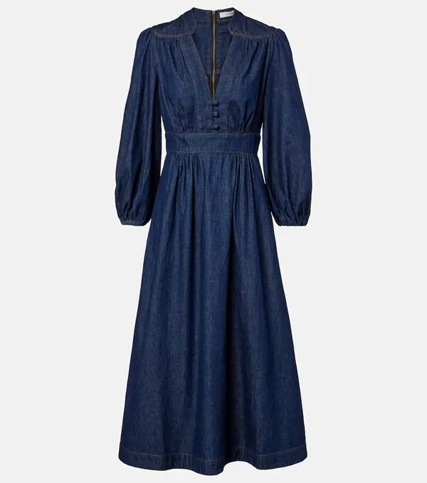 Zimmermann Awaken Denim Midi Dress - Blue