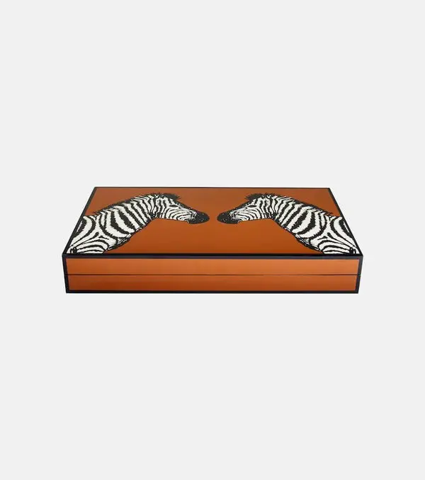 Jonathan Adler Zebra Lacquered Backgammon Set - Brown