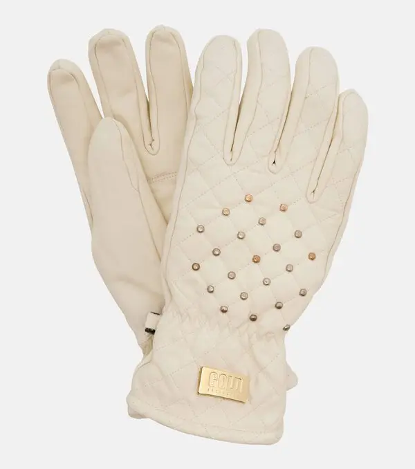 Goldbergh Glisten Studded Leather Ski Gloves - White