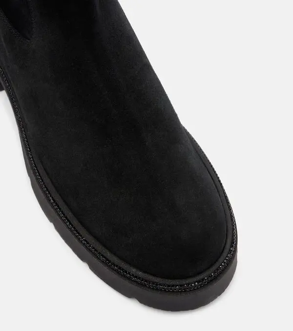 Rene Caovilla Embellished Suede Chelsea Boots
