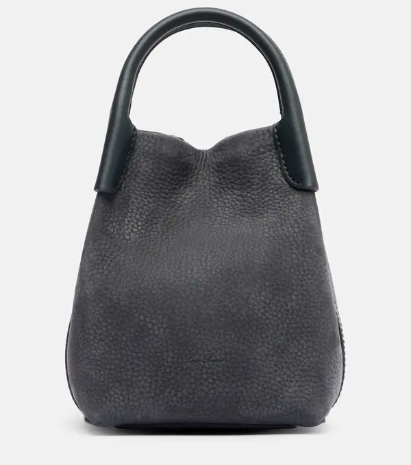 Loro Piana Bale Micro Leather Bucket Bag - Grey