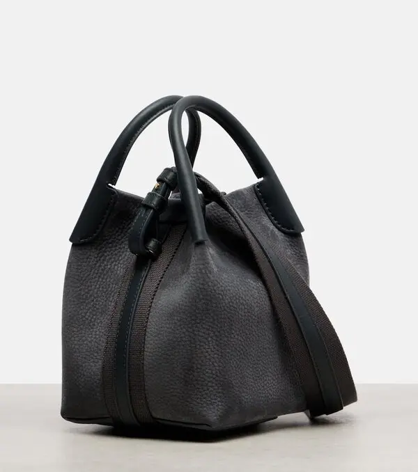 Loro Piana Bale Micro Leather Bucket Bag - Grey