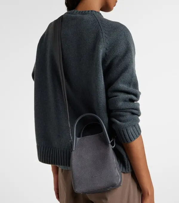Loro Piana Bale Micro Leather Bucket Bag - Grey