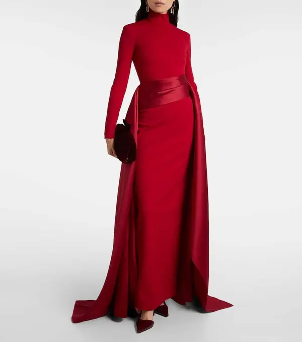 Solace London Olivia Satin-trimmed Gown - Red