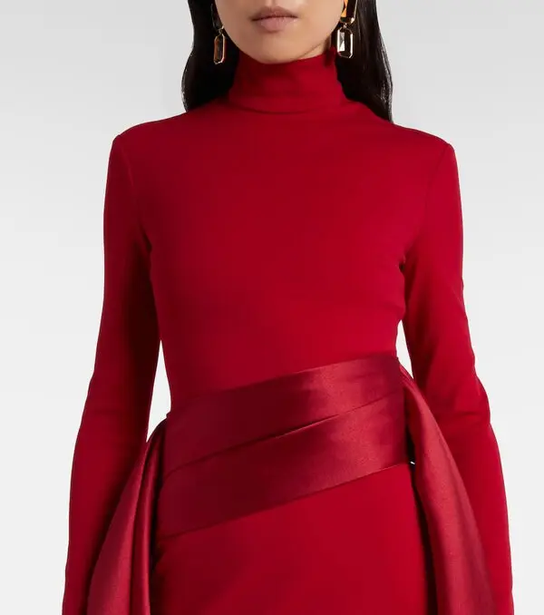 Solace London Olivia Satin-trimmed Gown - Red
