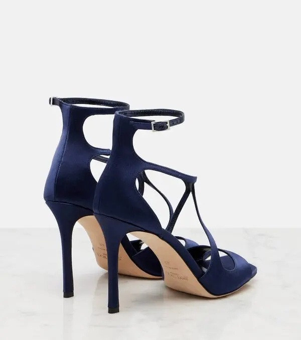JIMMY CHOO Azia 95 Satin Sandals - Blue