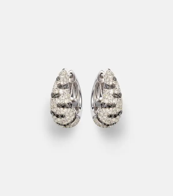 Yvonne Léon Zebre 18kt White Gold Hoop Earrings With Diamonds - Silver